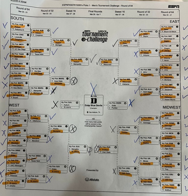 Rob’s 2025 Men’s March Madness Bracket Update – The Final Four – Rebuilding Rob